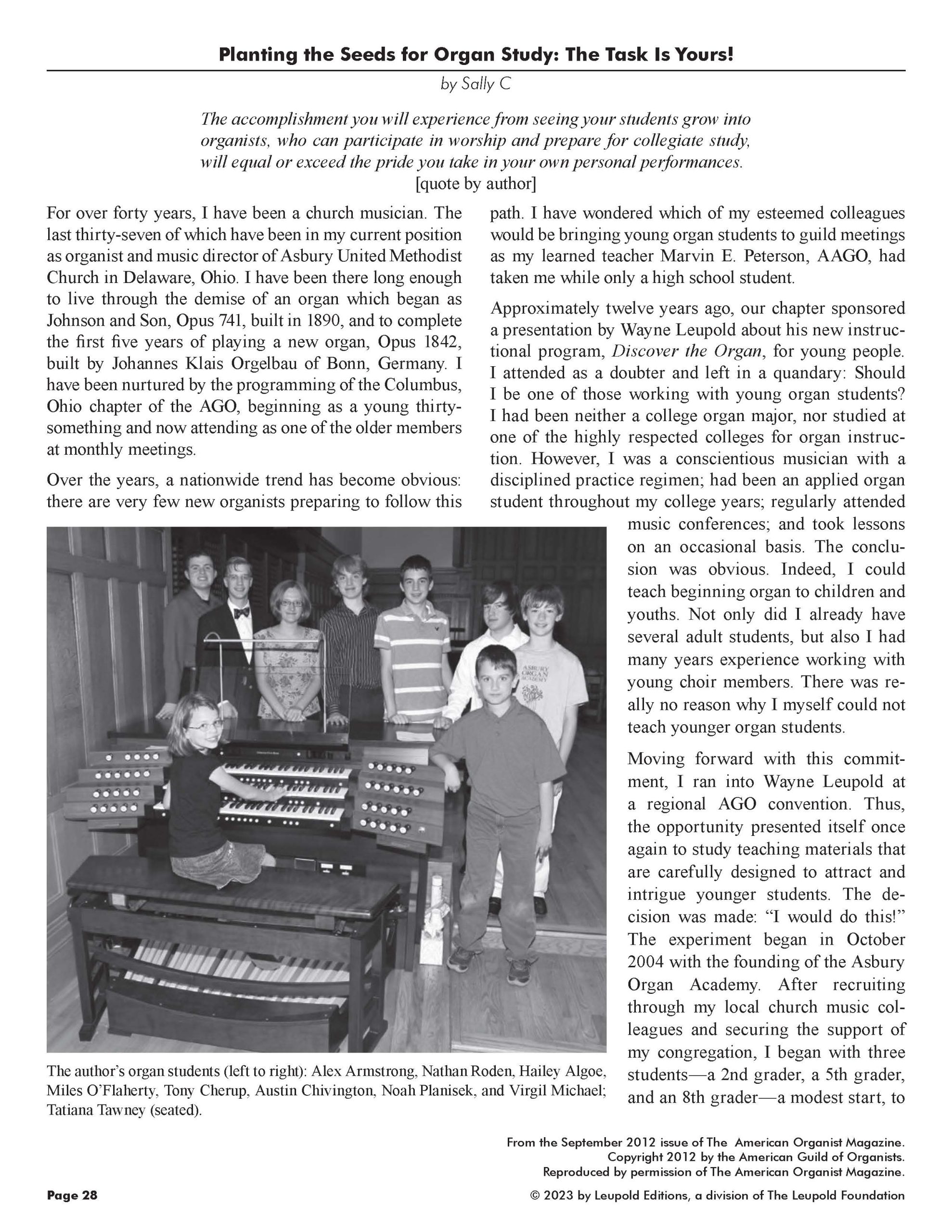 Teach the Organ! - A Free Handbook for Organ Teachers - The Leupold ...