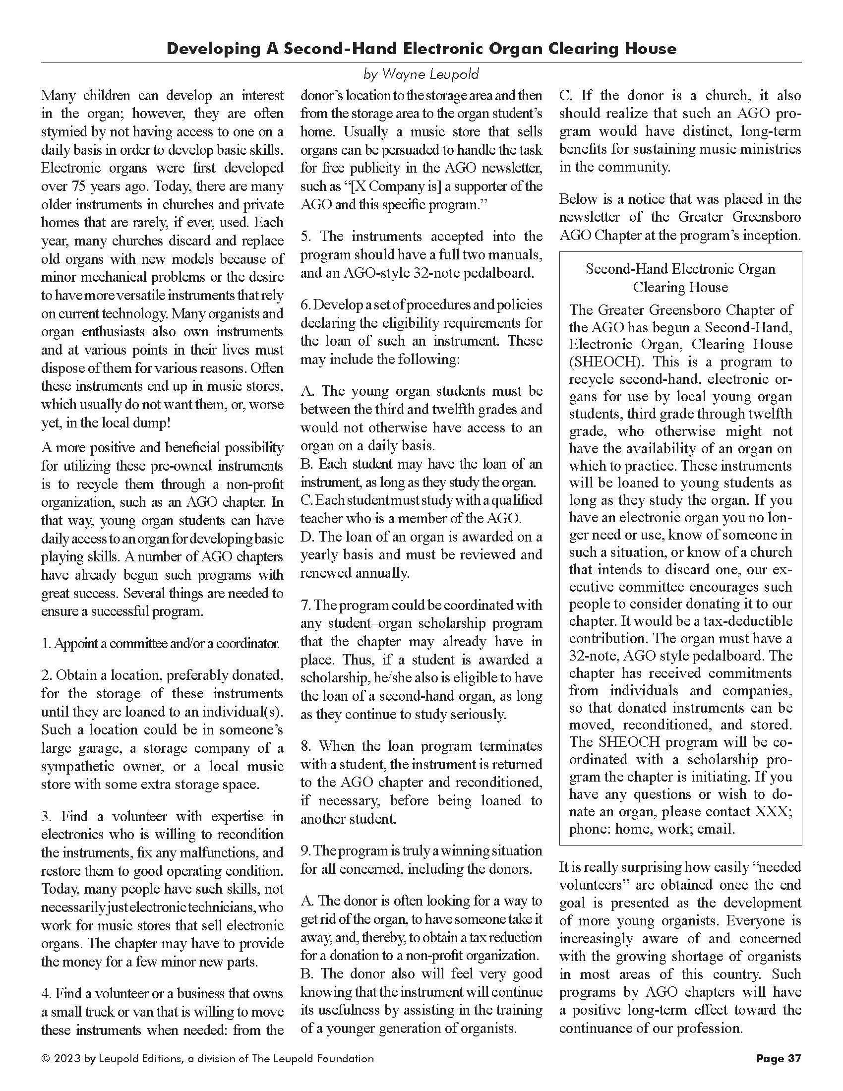 Teach the Organ! - A Free Handbook for Organ Teachers - The Leupold ...