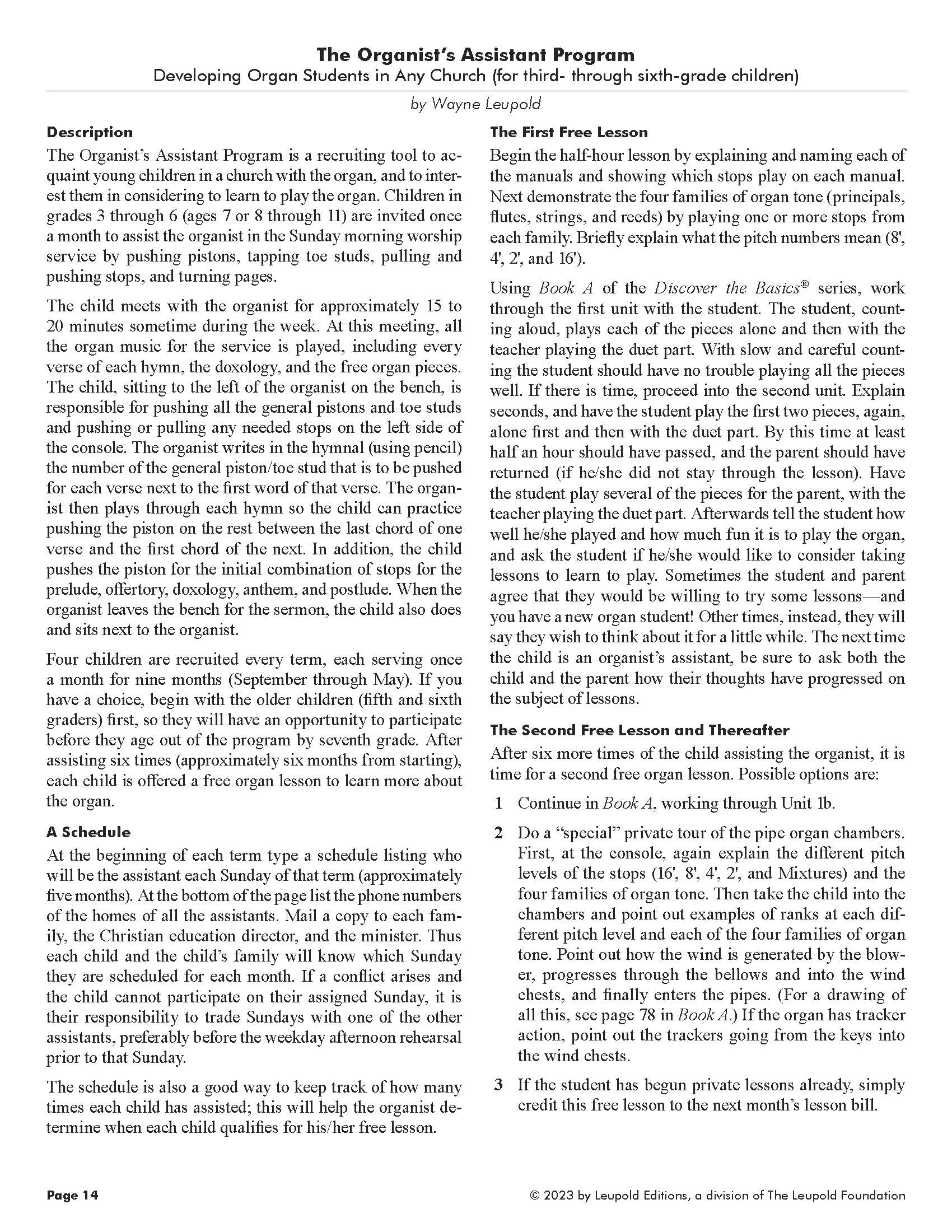 Teach the Organ! - A Free Handbook for Organ Teachers - The Leupold ...